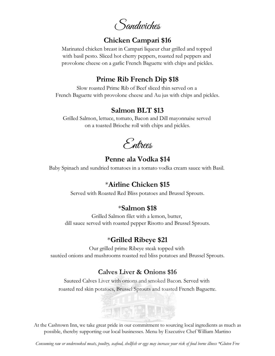 Hometown Wednesday Menus - Cashtown Inn
